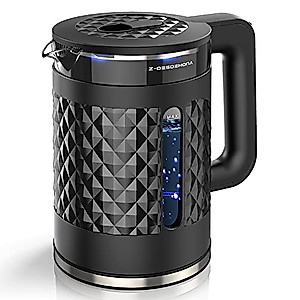 Electric Kettle, 1.7L Hot Water Kettles Upgraded One Wipe Clean Bottom, Quiet Water Boiler with LED Indicator, Glass Tea Kettles for Boiling Water, Auto Shut-Off & Boil-Dry Protection, Black