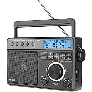 Retekess TR629 Portable Shortwave Radios, Digital Radio AM FM Plug in with DSP, Support Backlight LCD Display, Digital Tuning and Preset, USB, Micro SD, Clock, Recorder