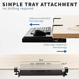 VIVO Large Keyboard Tray Under Desk Pull Out with Extra Sturdy C Clamp Mount System, 27 (33 Including Clamps) x 11 inch Slide-Out Platform Computer Drawer for Typing, Black, MOUNT-KB05E