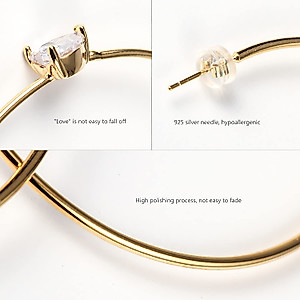 InzheG Gold Hoop Earrings 14K Gold Plated Stainless Steel Hoop Earrings With 925 Silver Needle Elegant Tube Hoop Earrings for Women