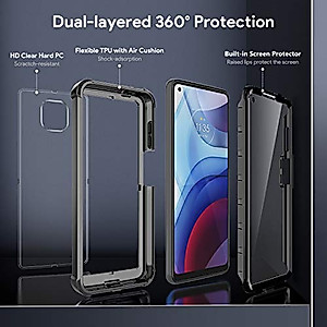 HATOSHI for Motorola Moto G Power 2021 Case with Built in Screen Protector [NOT for Moto G Power 2020], with 2 Pack Camera Lens Protector, 5X Military-Grade Shockproof Phone Case，Black