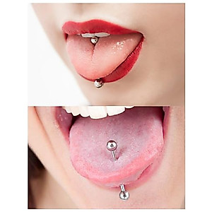 Prjndjw 14G Surgical Steel Nipple Rings Tongue Rings Cartilage Earring Straight Barbell Body Piercing Jewelry for Women Men Length 12MM 14MM 16MM 18MM 22MM BarBell Piercings