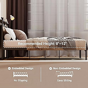 Zevemomo Full Bed Frame with 2-Tier Storage Headboard and Power Outlets, USB Ports Charging Station, Heavy Duty Metal Platform Bed Frame 800 LBS Weight Capacity, Noise-Free & No Box Spring Needed