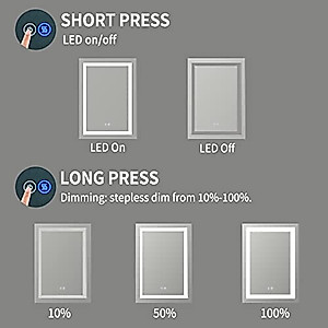 DURLDENG Lighted Medicine Cabinet with Outlet，20x26 Inch Recessed Or Surface Bathroom Medicine Cabinet with Mirror Lights,Led Lighted Medicine Cabinet Mirror Wall Mounted,Anti-Fog,Dimmable,3 Shelves