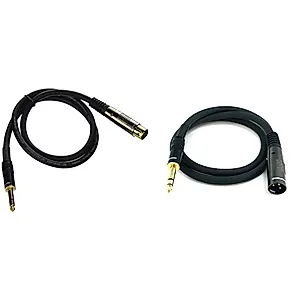 Monoprice XLR Male to 1/4-Inch TRS Male Cable Bundle - Molded Strain Relief Boots, Gold Plated, 16AWG