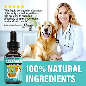 Liquid Collagen for Dogs, Dog Collagen Skin and Coat Supplement, Itch Relief for Dogs and Cats, Daily Collagen Drops Supports Joints and Digestive System Health
