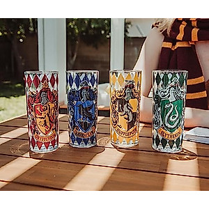 Silver Buffalo Harry Potter Hogwarts House Crests 4-Pack Tumbler Set, 10-Ounces