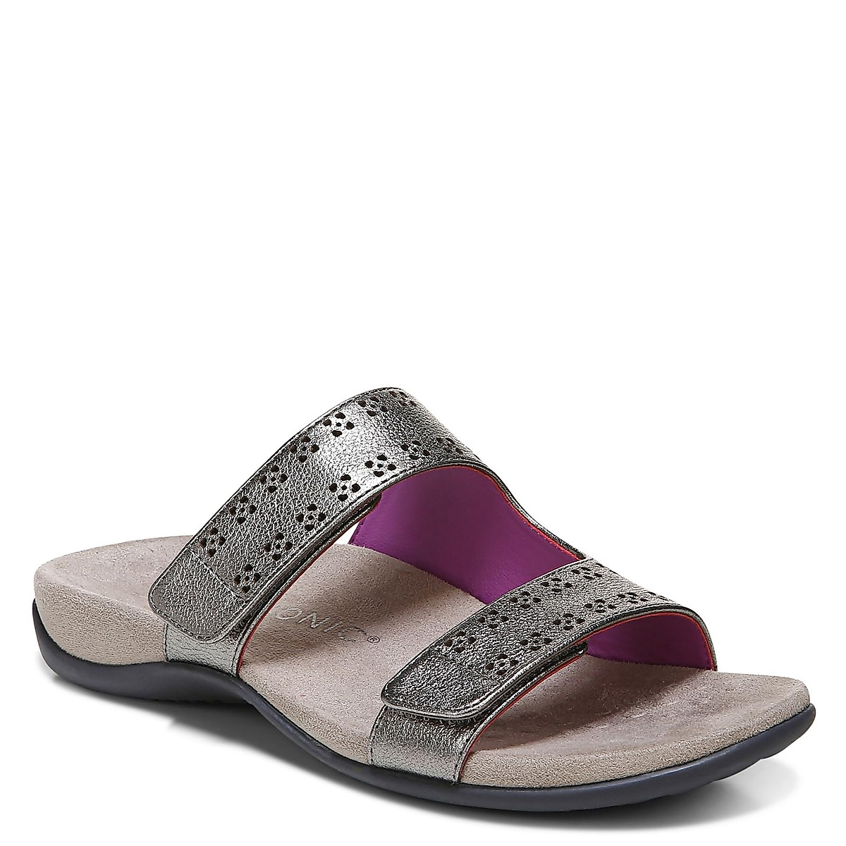 Vionic Nakia Women's Adjustable Slide Orthotic Sandals Pewter - 7.5 Wide