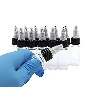 HuoHuo Hard Plastic Extruded Liquid Bottle,PET Plastic Bottle,Dispensing Bottle,13 Pcs 0.5 oz Bottles,Laboratory wash Bottle,drip Bottle,Tattoo Ink Bottle,Watercolor Pigment Bottle(15ml)