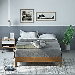 Zinus Alexis Deluxe Wood Platform Bed Frame / Solid Wood Foundation, Queen & 10 Inch Green Tea Cooling Gel Memory Foam Mattress, Queen