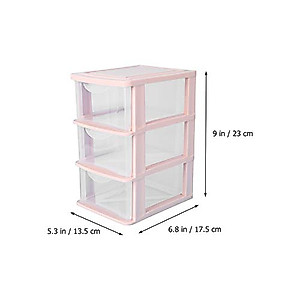Yardwe 1Pc Drawer Organizer 3 Layers Drawer Storage Cabinet Pink Frame with Clear Drawers Plastic Multi- Storage Box Pink