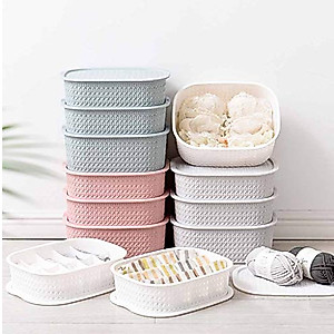 Czlsd Covered Underwear Storage Box Three-Piece Thickened Grid Panties Socks Storage Box Plastic Wardrobe Bra Finishing Box (Color : White)