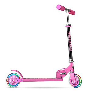 Scooters for Kids 2 Wheel Folding Kick Scooter for Girls Boys Ages 3+ to Teen, fold-to-Carry, Lightweight, Portable Scooter with Motion-Activated Light-up Wheels, and Adjustable Handlebars