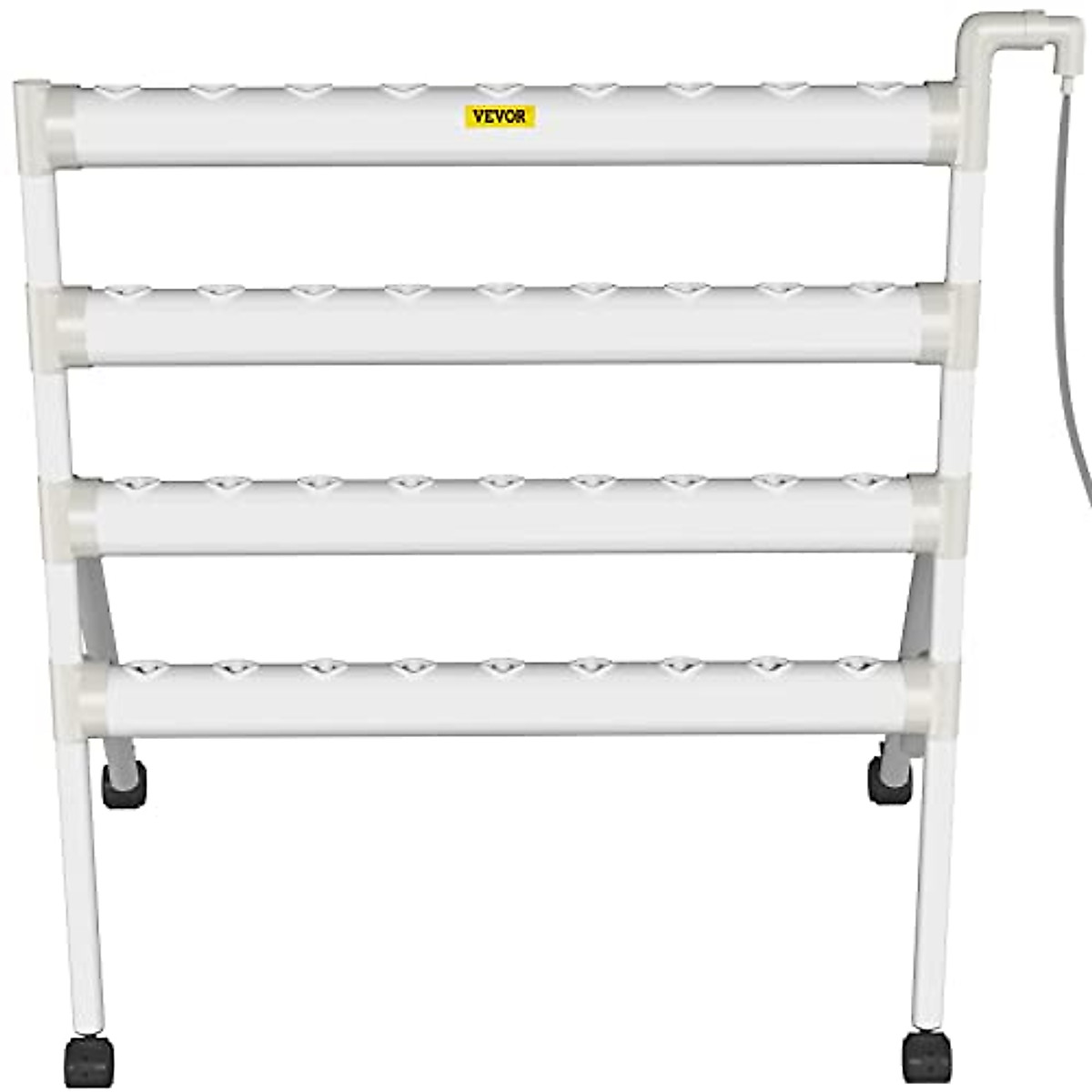 VEVOR Hydroponics Growing System, 36 Sites 4 Food-Grade PVC-U Pipes, 4 Layers Indoor Planting Kit with Water Pump, Timer, Nest Basket, Sponge for Fruits, Vegetables, Herb, White