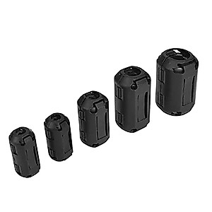 Konohan 20 Pieces Ferrite Bead Clip on Ferrite Core Ferrite Noise Supressor Ferrite Rings RFI EMI Noise Filter Cable Clip for USB Video Data Cable, 0.11/0.19/0.27/0.35/0.51 Inch Inner Diameter, Black