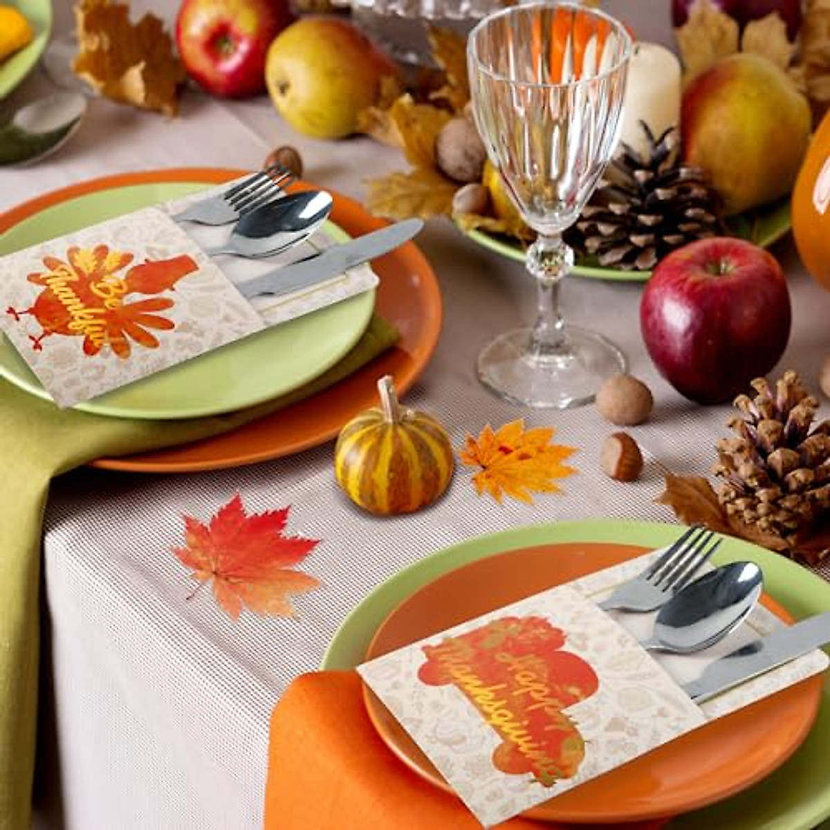 Korlon Tec 36PCS Thanksgiving Cutlery Holder Gold Foil Thanksgiving Table Decor, Thanksgiving Utensil Holder Gifts Set Autumn Fall Harvest Party Favor Dinner Table Decorations