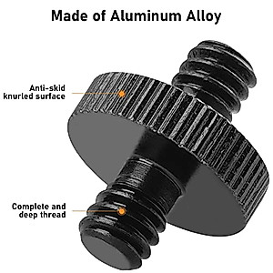 1/4" Male to 1/4" Male Threaded Tripod Screw Adapter Double Head Stud Standard Mounting Thread Converter for Camera Cage Mount Light Stand Monopo Shoulder Rig Tripod Black-2 Packs