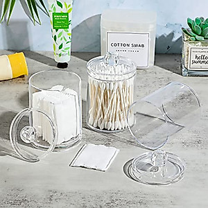 12 Pcs Swab Holder Dispenser Clear Bathroom Jars with Lids Bathroom Organizer Countertop Acrylic Bathroom Canister for Swab, Vanity Makeup Accessories