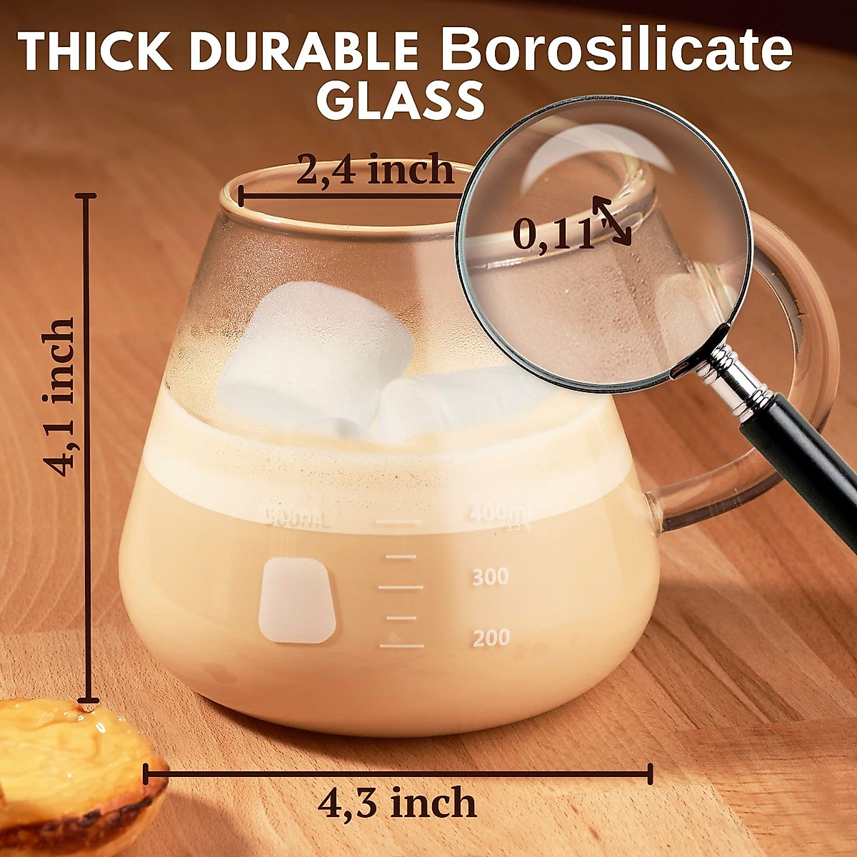 Erlenmeyer Flask Mug - Beaker Coffee Mug with Measurements - Borosilicate Thick Durable Glass 16.9oz (500mL) Capacity - Great Gift for Anyone who Loves Science & Chemistry