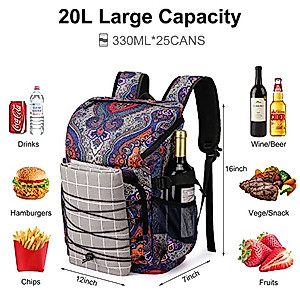 Backpack Cooler for Women, Small Soft Side Beach Back Pack Coolers for Hiking Kayaking Picnic 25 Cans Waterproof Cooler Backpack Insulated Leak-Proof Totem