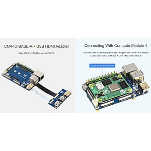 waveshare for Raspberry Pi Compute Module 4 Base Board Accessories Kit, Include CM4-IO-BASE-A (Lite Ver.), USB HDMI Adapter, FFC Cable and USB-A to USB-C Cable, More USB and HDMI Connectors via FFC