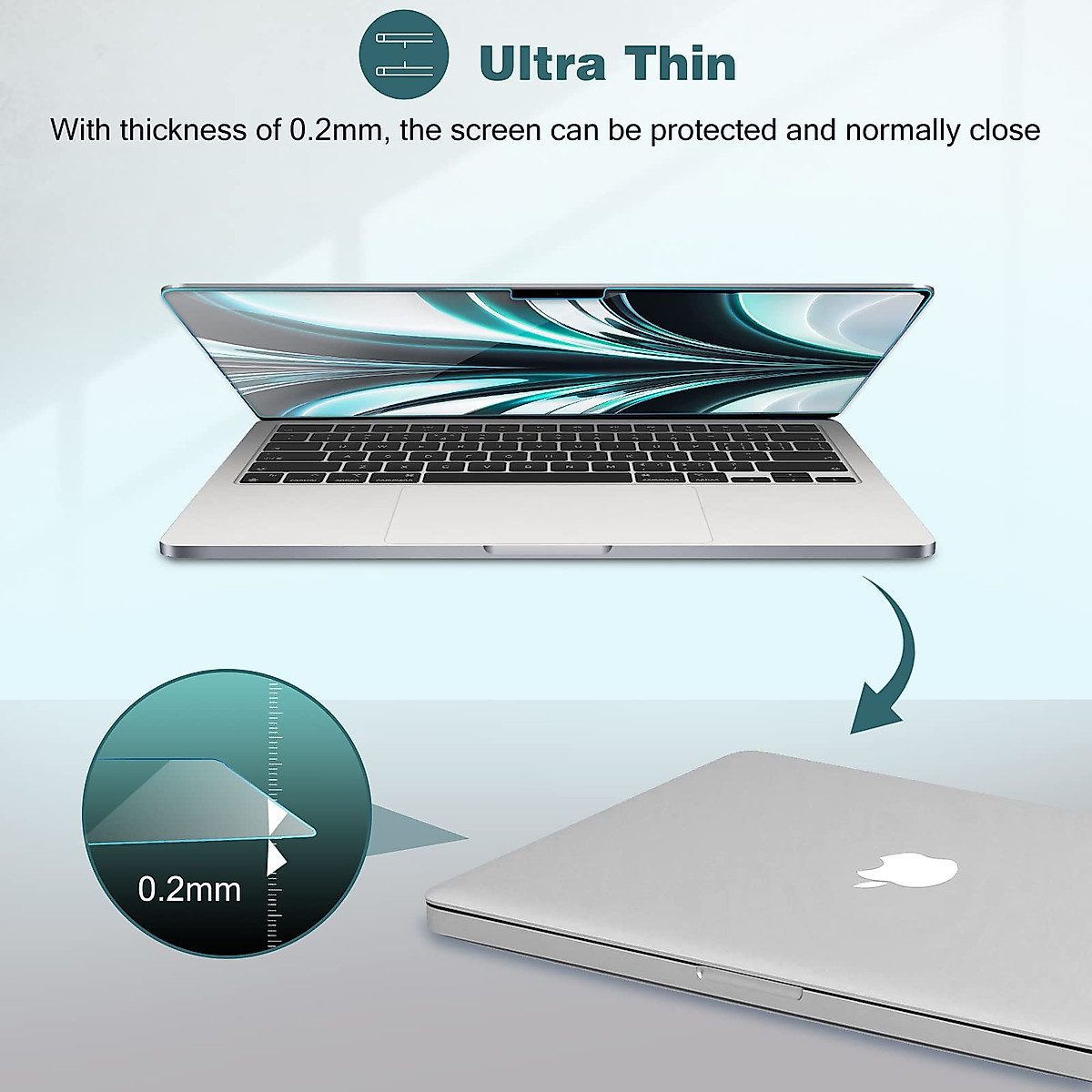 ProCase Screen Protector Compatible with MacBook Air 13.6 Inch 2022 Released Model A2681, Tempered Glass Film Guard for MacBook Air 13.6 2022 A2681 with M2 Chip & Touch ID