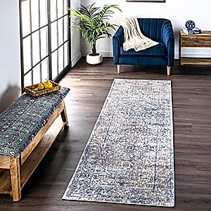 nuLOOM Lilah Vintage Medallion Area Rug, 9x12, Light Blue