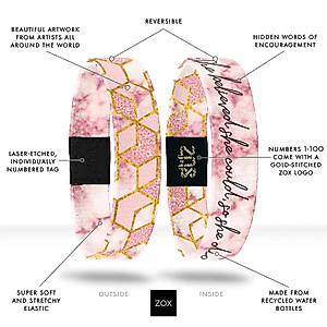 ZOX Inspiration & Motivational Bracelet - Uplifting Reversible Stretch Wristband with Positive Affirmations made from Recycled Plastic - Encouragement Gifts for Men, Women, & Kids, M, Plastic, no