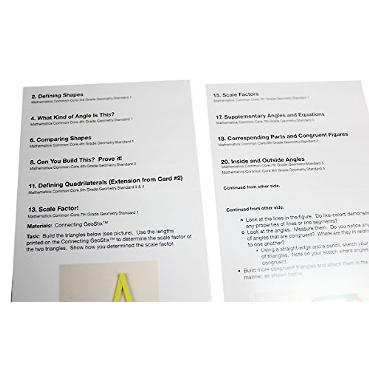 Curious Minds Busy Bags Geometry Snap Together Sticks with Compass and Activity Guides - Common Core Math Manipulative - Hands on Learning Math for Elementary Students