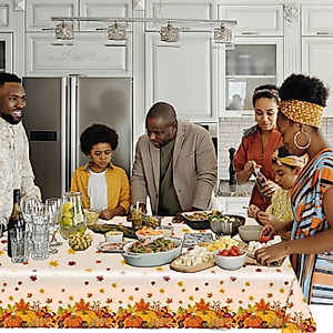 BEFANTST 3 Pieces Thanksgiving Disposable Tablecloth, 54 x 108 Inch Rectangle Waterproof Plastic Fall Thanksgiving Theme Tablecloth for Harvest Party Table Decoration