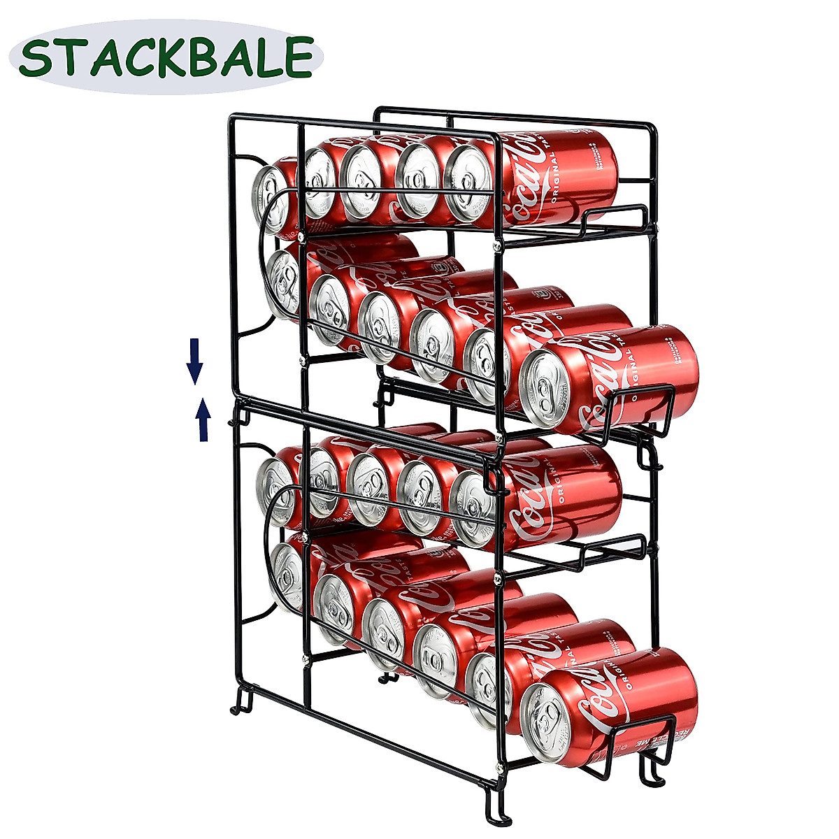 2 Pack -SUFAUY Stackable Beverage Soda Can Dispenser Organizer Rack for Pantry or Refrigerator, Black