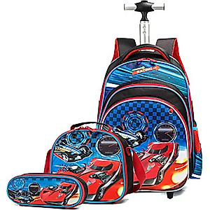 Meetbelify 3Pcs Rolling Backpack for Boys,School Backpack with Wheels for Boys