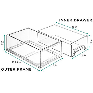 Sorbus Fridge Drawers - Clear Stackable Pull Out Refrigerator Organizer Bins - Food Storage Containers for Kitchen, Refrigerator, Freezer, Vanity & Fridge Organization and Storage (2 Pack | Medium)
