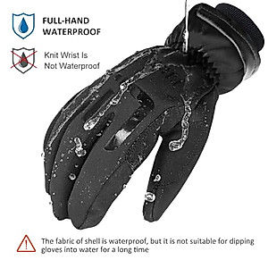 FIDESTE -40℉ Waterproof Winter Thermal Gloves - 3M Thinsulate Windproof Touch Screen Warm Gloves - for Driving Motorcycle,Cycling,Running,Outdoor Sports - for Women and Men - Black (M)