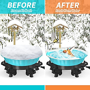 Fnydvis Heated Bird Bath, 85W Thermostatically Controlled Birdbath Heater 3 Ways Easy Mount, All Seasons Available Detachable Bird Waterer Feeder for Outdoor Garden Yard Patio (Blue)