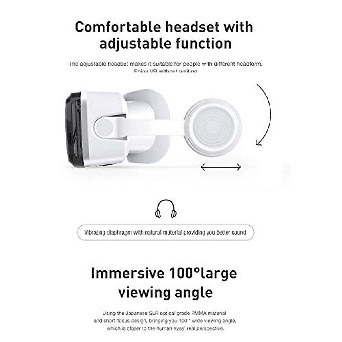 VR SHINECON 3D HD Virtual Reality Headset for Movies and Games VR Glasses Goggles 2K Anti-Blue Lenses, Adjustable Pupil & Object Distance for Phones 4.7-6.7"[2021 Newest]