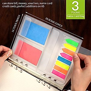 LEOBRO Refillable A5 Notebook Set, 2 Pack A5 Dotted Filler Paper, 320 Pcs Index Tabs, with Binder Pocket, 3-Pocket Loose-Leaf Bags, Ruler Marker, Paper Refill for 6-Ring A5 Binders Planner Notebook