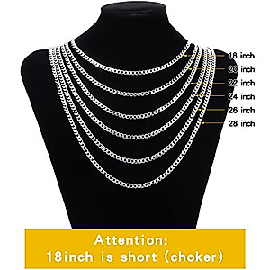 Fiusem Silver Tone Cuban Link Chain for Men, 5mm Mens Chain Necklaces, Stainless Steel Chain Necklaces for Men Women and Boys, 20 Inch