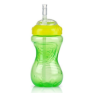 Nuby No-Spill Sippy Cup with Flex Straw - (3-Pack) 10-Ounce Bottles - Sippy Cups for Toddlers 12+ Months - Neutral Color Training Cups for Toddlers