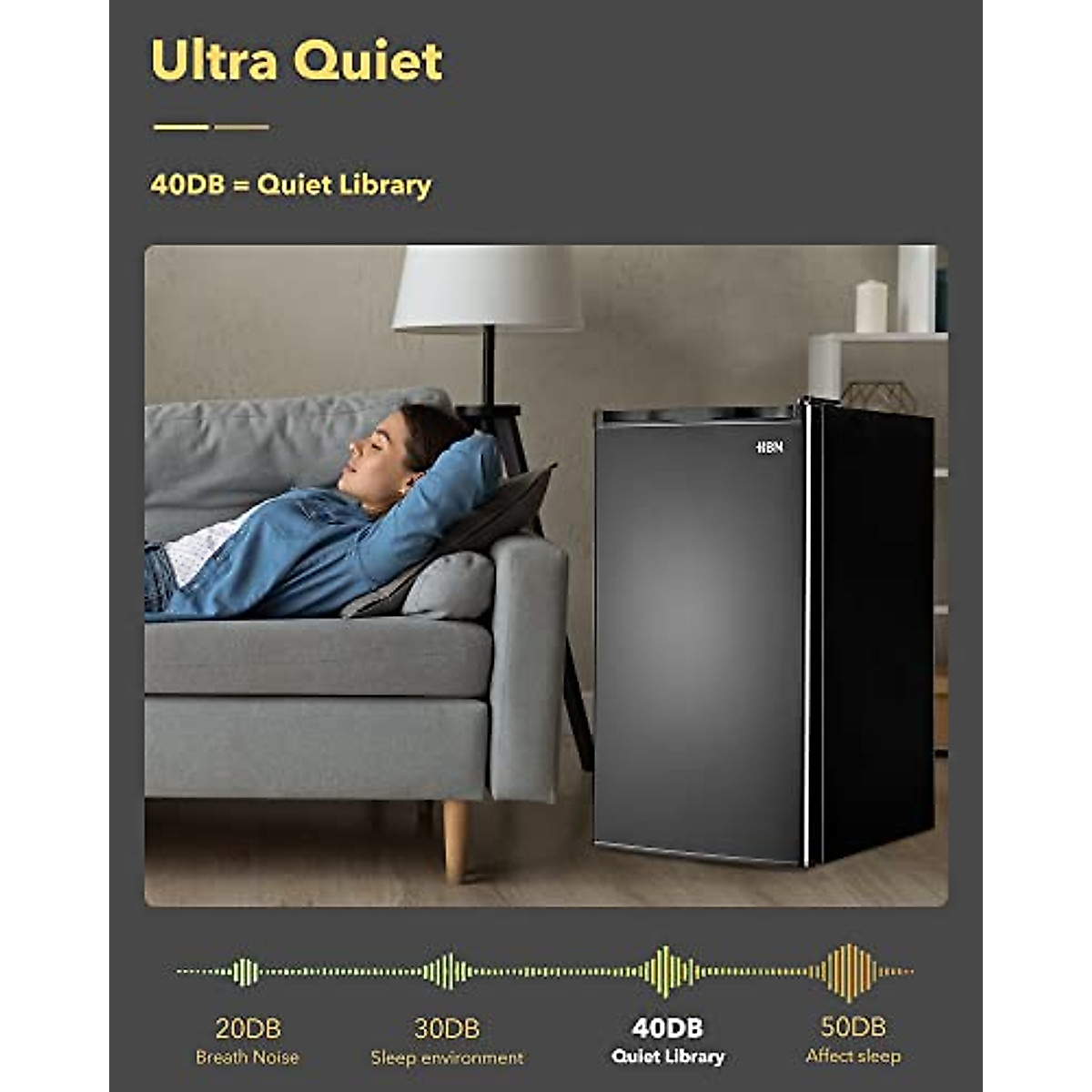 Compact HBN 3.2Cu.Ft Mini Fridge with Freezer