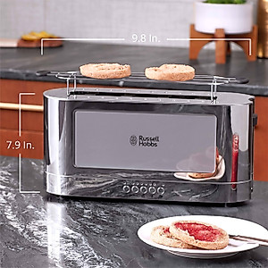 Russell Hobbs TRL9300GYR 2-Slice Glass Accent Long Toaster, Silver & Stainless Steel