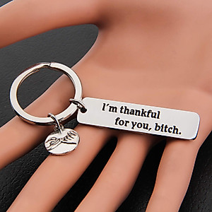 Lywjyb Birdgot Best Friend Gift Funny Friends Keychain I'm Thankful For You Bitch Friendship Keychain Gift (Thankful For You Bitch)
