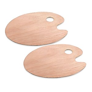 Dxlam Palette Wooden Paint Palette, 2PCS Painting Palette Paint Tray Palettes for Acrylic Watercolor Oil Paint DIY Art Craft Painting
