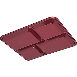 Carlisle FoodService Products Right Hand 4-Compartment Cafeteria / Fast Food Tray, 8.5" x 11", Dark Cranberry