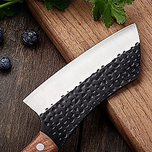 LYUSan Butcher knife Hand Forged Meat Cleaver Knife High Carbon Steel Chef Knife Fishing Filet Knife for Kitchen,Survival,Camping,BBQ