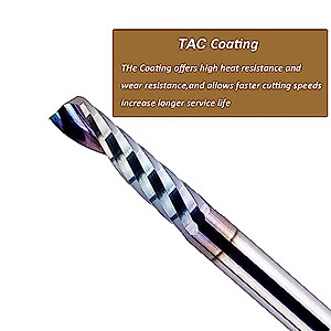 SpeTool O Flute CNC Router Bit 1/4 Inch Shank 1 Inch Cutting Length with Extra Long Life Coating Single Flute End Mill for Acrylic Aluminum Wood Cut