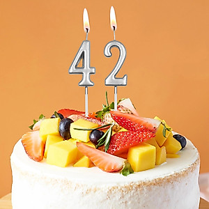 23rd & 32nd Birthday Candles, Silver Number 23 32 Candle for Cake, Happy Birthday Cake Topper Decoration for Birthday Anniversary Celebration Party Supplies