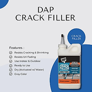 Concrete Crack Repair Kit (Dry)- Bundle with DAP Concrete Crack Filler (1.62 lbs) - Handy Dandy Guide and Putty Knife-Cement Crack Filler- Patio, Sidewalk, Basement, and Driveway Crack Filler(Gray)