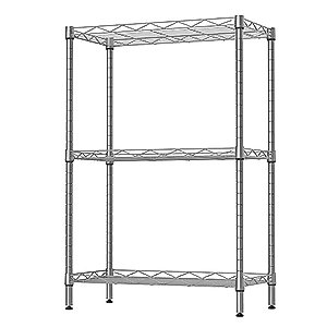 SINGAYE 3 Tier Adjustable Storage Shelf Metal Storage Rack Wire Shelving Unit Storage Shelves Metal 390Lbs Capacity 23.6" L x 14" W x 31.5" H for Pantry Closet Kitchen Laundry Silver