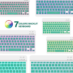 UX030 Lightweight Ergonomic Keyboard with Background RGB Light, Multi Device Slim Rechargeable Keyboard Bluetooth 5.1 and 2.4GHz Stable Connection Keyboard Compatible with Microsoft Surface Duo 2